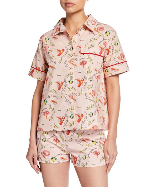 Lulu （-）の「Hesper Fox Lulu Short-Sleeve Beach-Print Pajama Shirt（ルームウェア ...