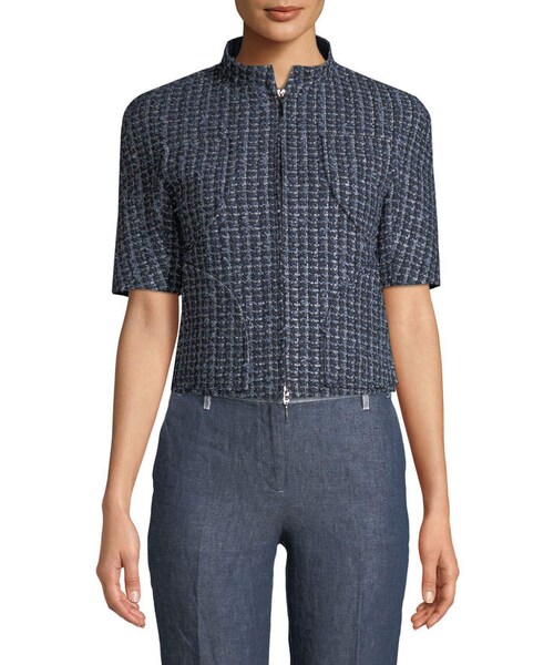 EMPORIO ARMANI（エンポリオアルマーニ）の「Emporio Armani 1/2-Sleeve Zip Front Tweed ...