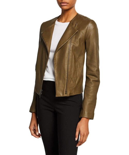 VINCE（ヴィンス）の「Vince Cross-Front Leather Moto Jacket（ライダースジャケット）」 - WEAR
