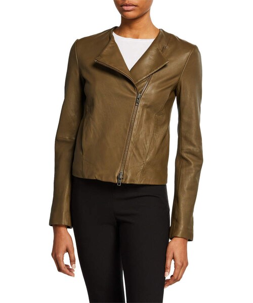 VINCE（ヴィンス）の「Vince Cross-Front Leather Moto Jacket（ライダースジャケット）」 - WEAR