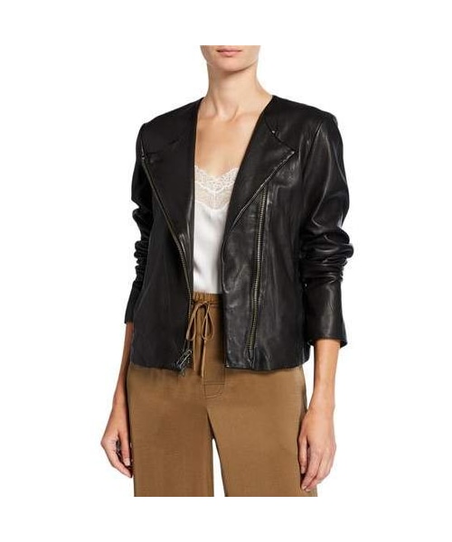 VINCE（ヴィンス）の「Vince Cross-Front Leather Moto Jacket（ライダースジャケット）」 - WEAR