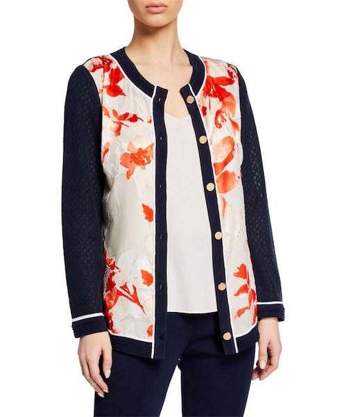 Misook（ミソック）の「Misook Plus Size Knit Cardigan w/ Printed Panels（ニット/セーター ...