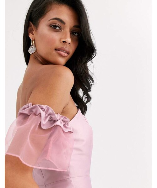 True Decadence（トルゥー ディカデンス）の「True Decadence off shoulder midi dress with statement organza ...