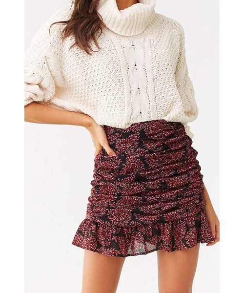 FOREVER 21（フォーエバー トゥエンティーワン）の「Forever 21 Floral Print Ruched Mini Skirt ...