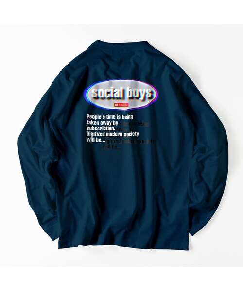 AUNN（アウン）の「social boys L/S Tee(NVY)（Tシャツ/カットソー）」 - WEAR