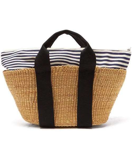 MUUN（ムーニュ）の「Muuñ Muun - George Striped Canvas And Straw Bag - Womens ...