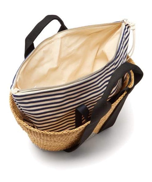MUUN（ムーニュ）の「Muuñ Muun - George Striped Canvas And Straw Bag - Womens ...