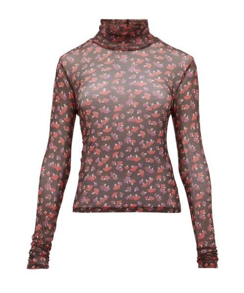 STAUD（スタウド）の「Staud - Roll Neck Mushroom Print Mesh Top - Womens - Black ...