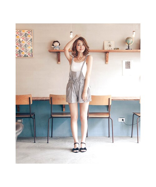 gracegift（グレースギフト）の「早晨俏妞 韓國直條束腰連身短褲（）」 - WEAR