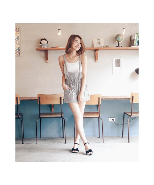 gracegift（グレースギフト）の「早晨俏妞 韓國直條束腰連身短褲（）」 - WEAR