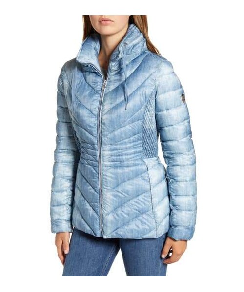 Bernardo（-）の「Bernardo Down & PrimaLoft® Hooded Denim Puffer Jacket ...