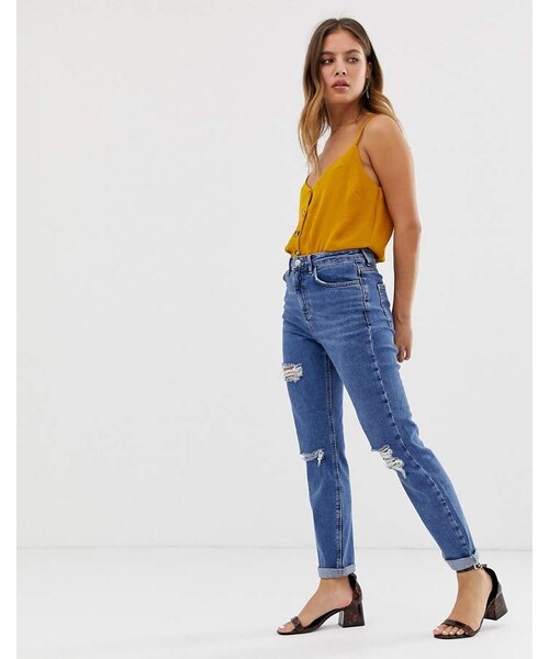 New look（ニュールック）の「New Look mom jean with rips in denim（デニムパンツ）」 - WEAR