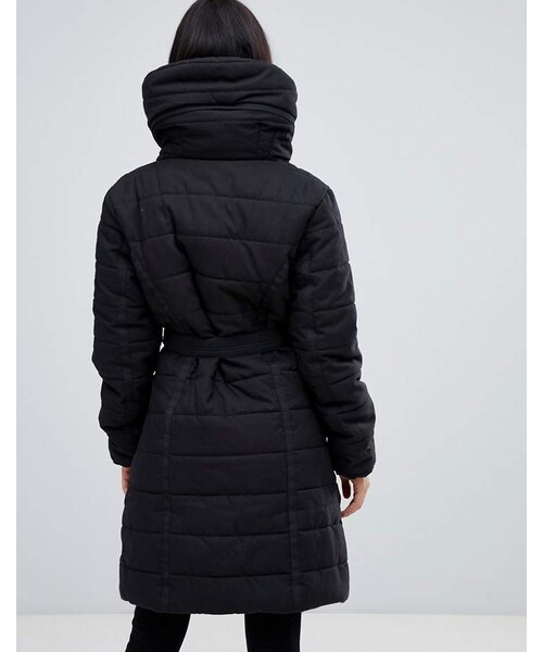 AX Paris （-）の「Ax Paris AX Paris belted padded jacket with faux fur ...