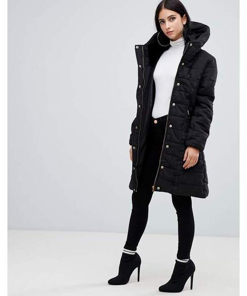AX Paris （-）の「Ax Paris AX Paris belted padded jacket with faux fur ...