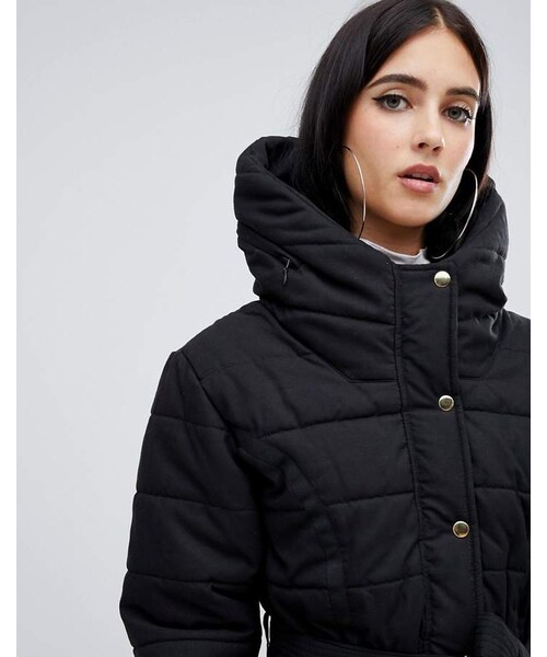 AX Paris （-）の「Ax Paris AX Paris belted padded jacket with faux fur ...