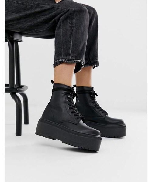 asos Asos Design ASOS DESIGN Acton chunky lace up boots in black WEAR