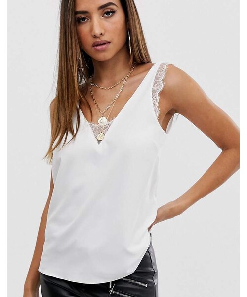 asos（エイソス）の「Asos Design ASOS DESIGN deep plunge lace insert camisole ...