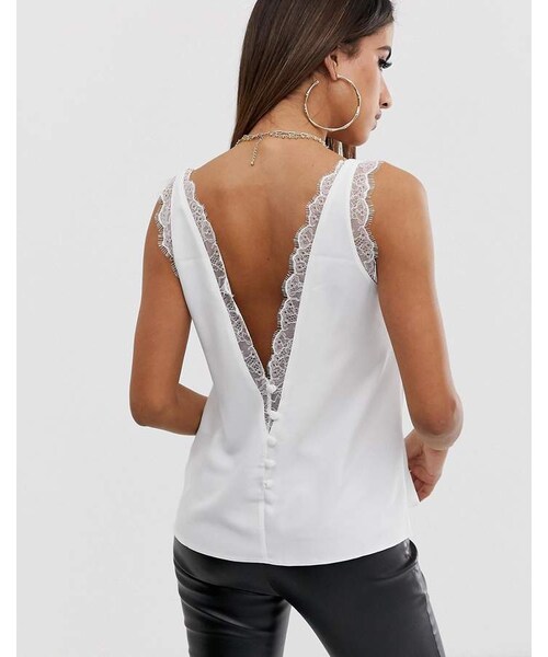 asos（エイソス）の「Asos Design ASOS DESIGN deep plunge lace insert camisole ...