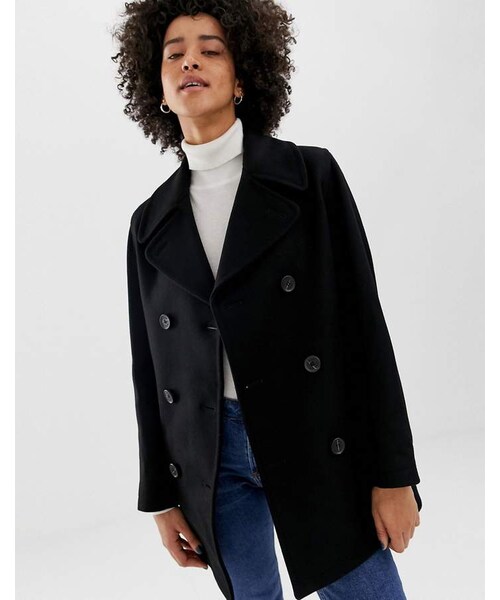 Gloverall（グローバーオール）の「Gloverall Reefer double breasted coat in wool ...