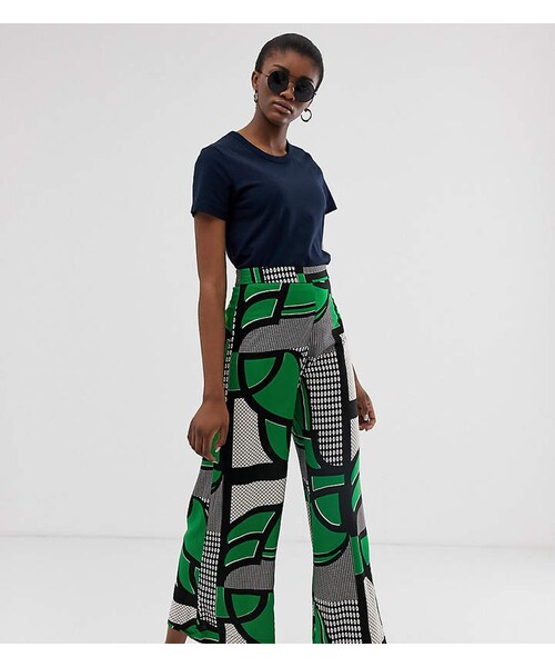 WEEKDAY（ウィークデイ）の「Weekday wide leg pants in green grid print（その他パンツ）」 - WEAR