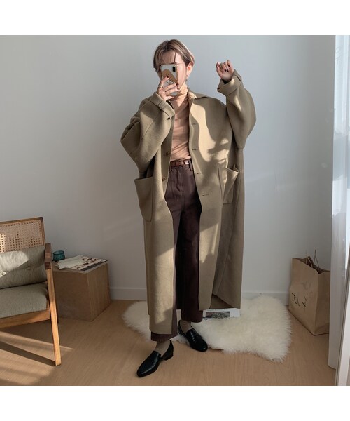 no brand（ノーブランド）の「【NOKCHA original】wool over coat/moca beige_no0048 ...