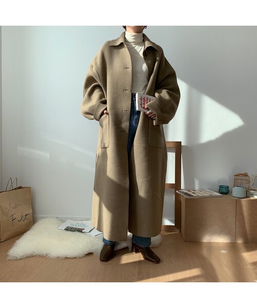 no brand（ノーブランド）の「【NOKCHA original】wool over coat/moca beige_no0048 ...