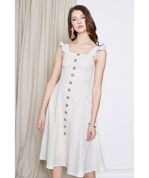 Intoxiquette（イントキシケイト）の「*INTQ LABEL* MEL FLUTTER SLEEVE MIDI DRESS IN ...