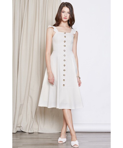 Intoxiquette（イントキシケイト）の「*INTQ LABEL* MEL FLUTTER SLEEVE MIDI DRESS IN ...