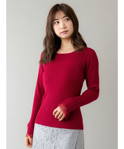 Rewde（ルゥデ）の「裾ｽﾘｯﾄﾚｰｽ付ﾆｯﾄ（9R14-12104）（ニット/セーター）」 - WEAR