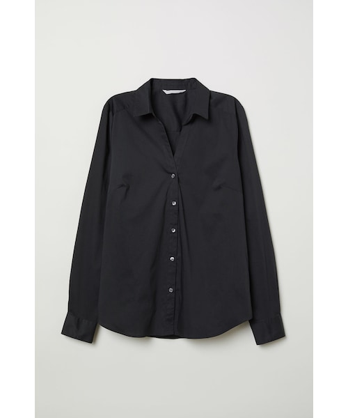 H&M（エイチ・アンド・エム）の「H&M - Vネックシャツ - ブラック（シャツ/ブラウス）」 - WEAR