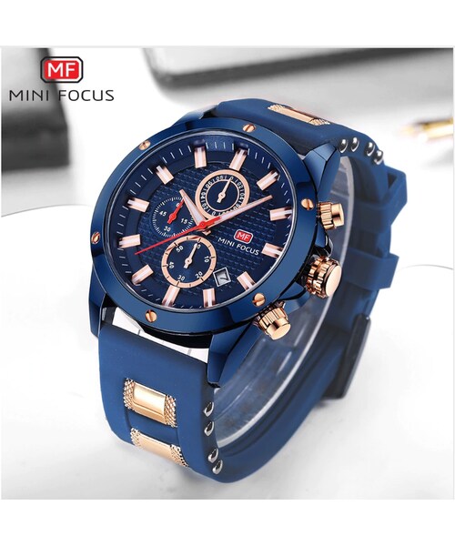 no brand（ノーブランド）の「【全4色】 MINIFOCUS 2018メンズファッションスポーツウォッチメンズクォーツアナログ日付時計シリコンミリタリー腕時計（アナログ腕時計）」 - WEAR