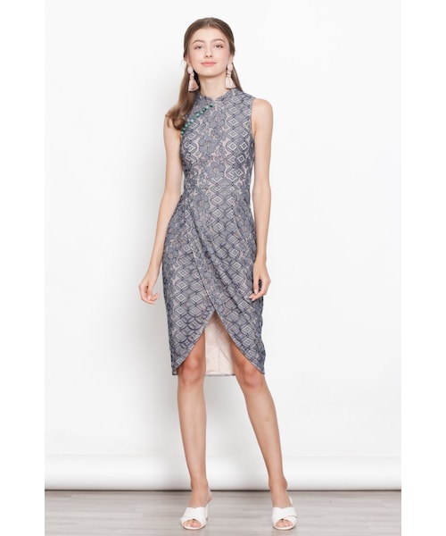 Intoxiquette（イントキシケイト）の「*INTQ LABEL* CIXI LACE TULIP CHEONGSAM IN NAVY ...