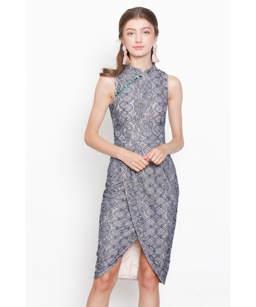 Intoxiquette（イントキシケイト）の「*INTQ LABEL* CIXI LACE TULIP CHEONGSAM IN NAVY ...