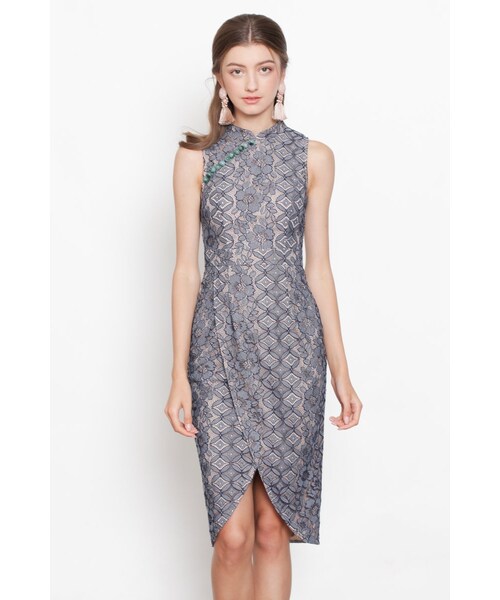 Intoxiquette（イントキシケイト）の「*INTQ LABEL* CIXI LACE TULIP CHEONGSAM IN NAVY ...