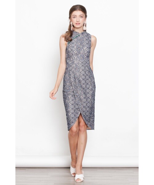 Intoxiquette（イントキシケイト）の「*INTQ LABEL* CIXI LACE TULIP CHEONGSAM IN NAVY ...