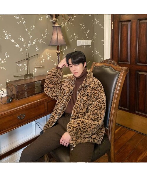 no brand（ノーブランド）の「Leopard print boa jacket（ブルゾン）」 - WEAR