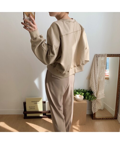 no brand（ノーブランド）の「【nokcha original】stitch mtm/beige_nt0325（Tシャツ/カットソー ...