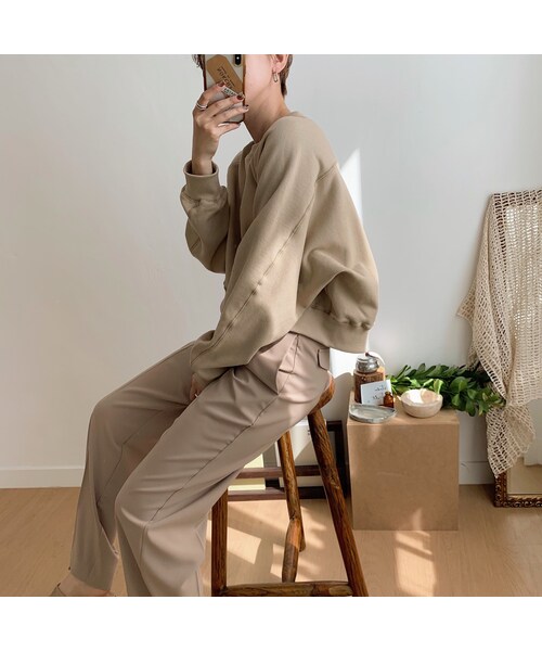 no brand（ノーブランド）の「【nokcha original】stitch mtm/beige_nt0325（Tシャツ/カットソー ...