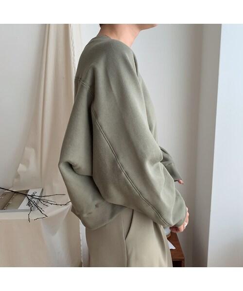 no brand（ノーブランド）の「【nokcha original】stitch mtm/khaki_nt0326（Tシャツ/カットソー ...