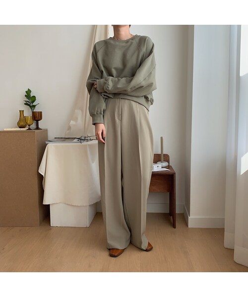 no brand（ノーブランド）の「【nokcha original】stitch mtm/khaki_nt0326（Tシャツ/カットソー ...