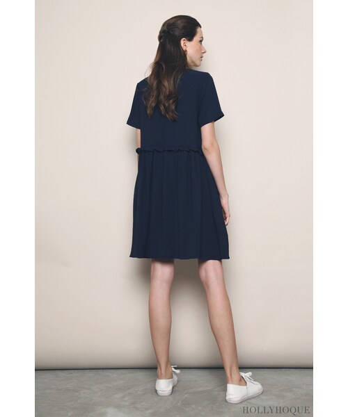 Hollyhoque（ホーリーホキュー）の「Celio Ruffles Babydoll Dress Navy（）」 - WEAR