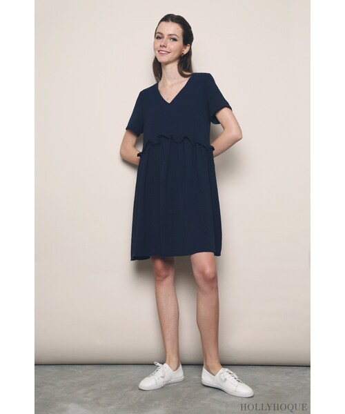 Hollyhoque（ホーリーホキュー）の「Celio Ruffles Babydoll Dress Navy（）」 - WEAR