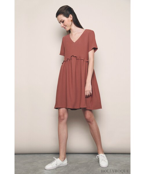 Hollyhoque（ホーリーホキュー）の「Celio Ruffles Babydoll Dress Rose（）」 - WEAR