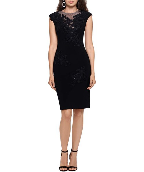 Xscape Evenings（-）の「Xscape Mesh Inset & Embroidered Cocktail Dress ...
