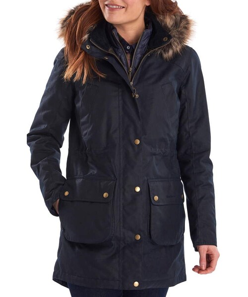 Barbour（バブアー）の「Barbour Thrunton Waxed Cotton Jacket with Faux Fur Trim（）」 - WEAR