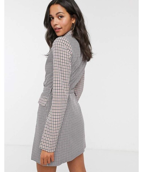 Fashion Union（-）の「Fashion Union Tall blazer dress in mixed check with ...