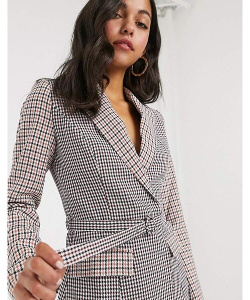 Fashion Union（-）の「Fashion Union Tall blazer dress in mixed check with ...