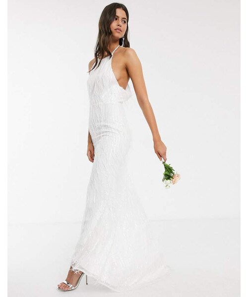 Jarlo（-）の「Jarlo bridal fringe sequin maxi dress in ivory（ワンピース）」 - WEAR