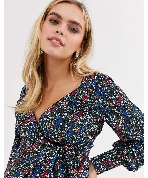 Fashion Union（-）の「Fashion Union Maternity wrap front blouse in contrast ...
