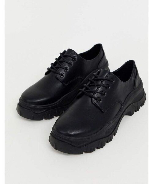 MONKI（モンキ）の「Monki lace up shoes with track sole in black（スニーカー）」 - WEAR